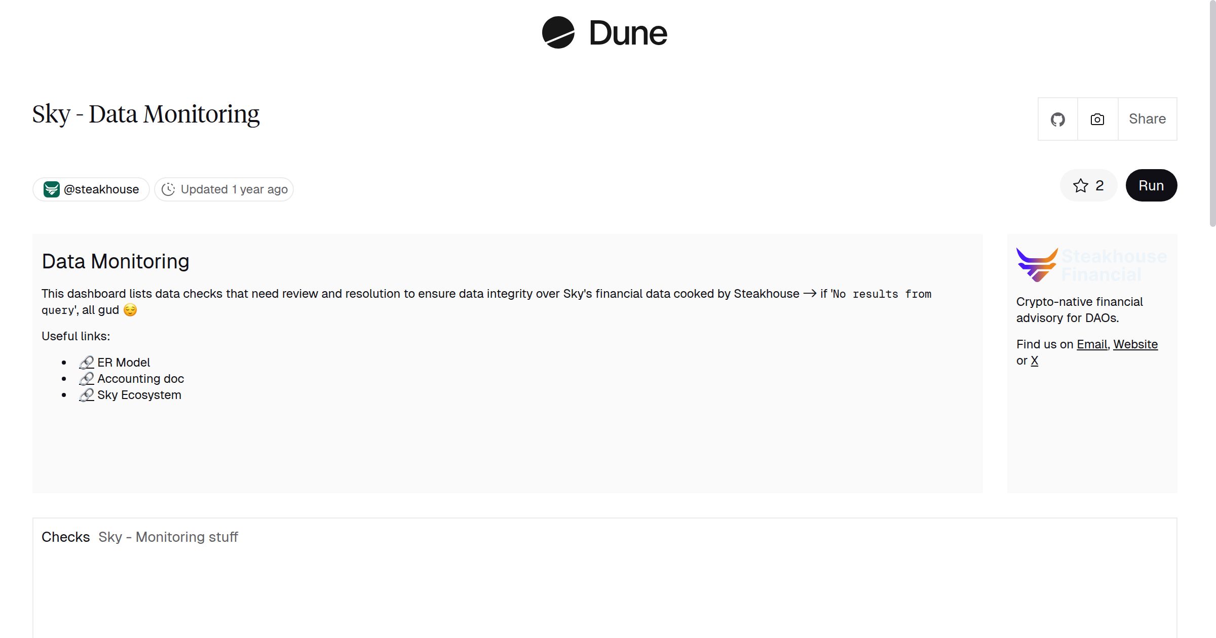 Sky - Data Monitoring | Dune