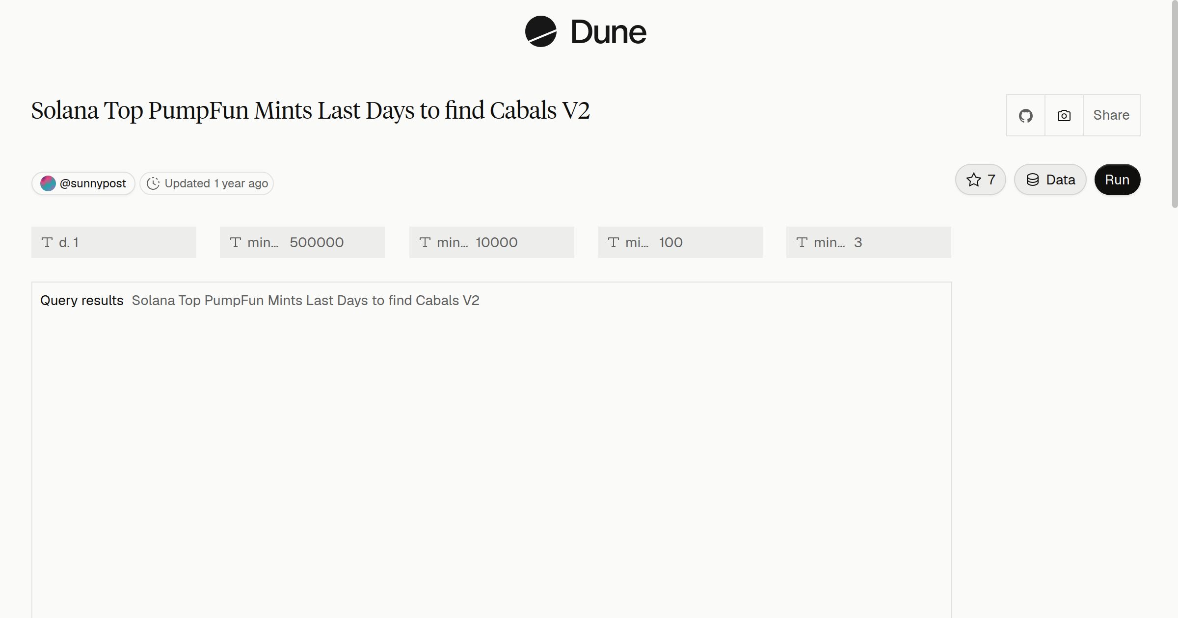Solana Top PumpFun Mints Last Days to find Cabals V2 | Dune