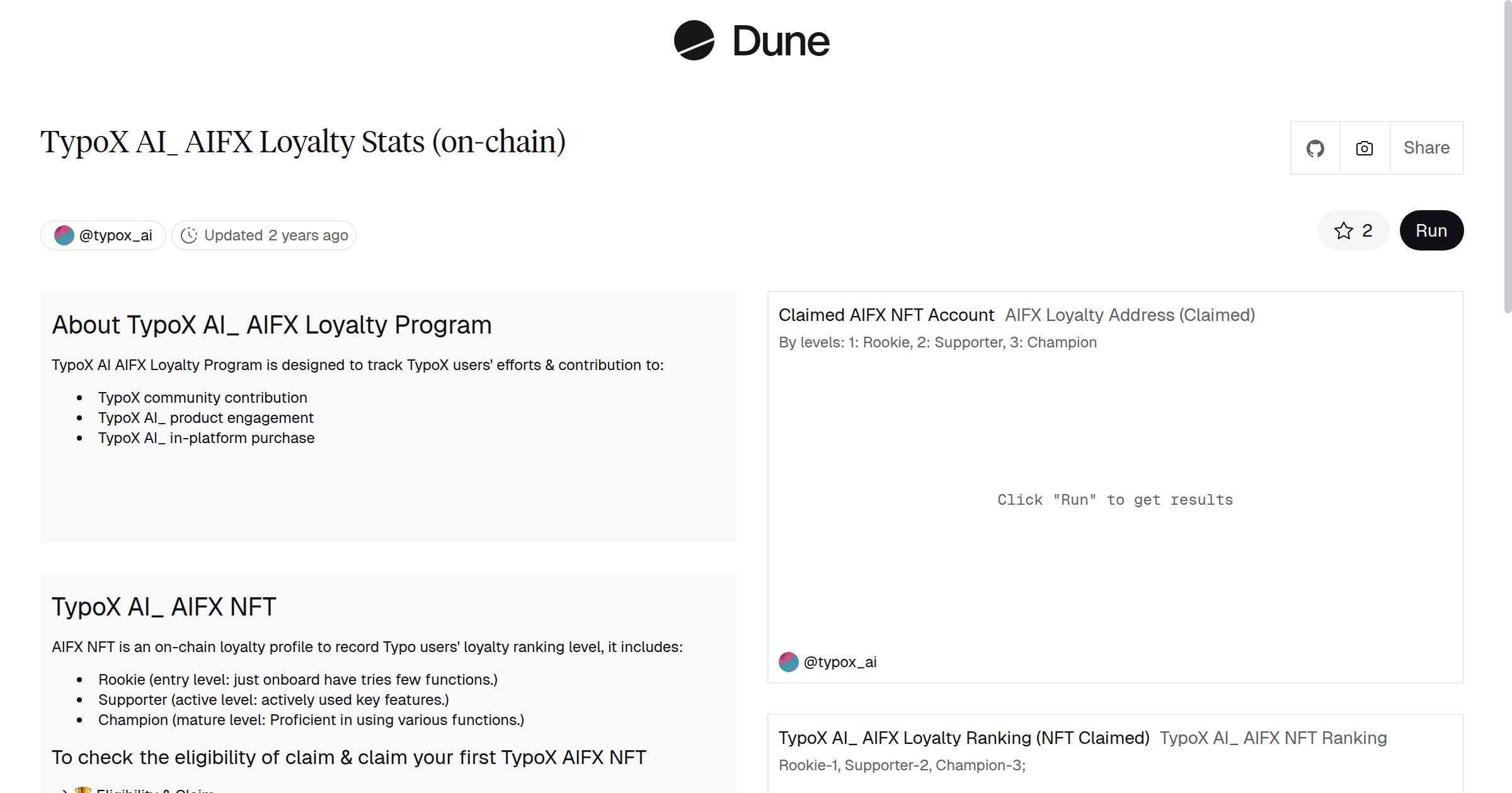 TypoX AI_ AIFX Loyalty Stats (on-chain)
