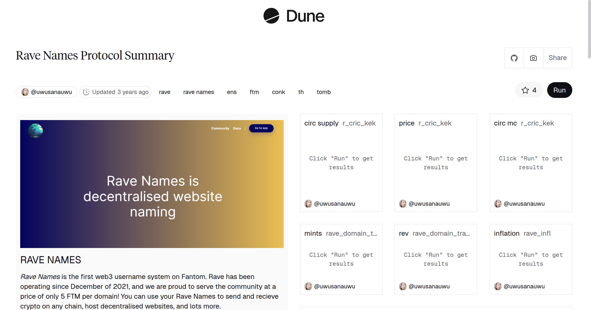 Rave Names Protocol Summary