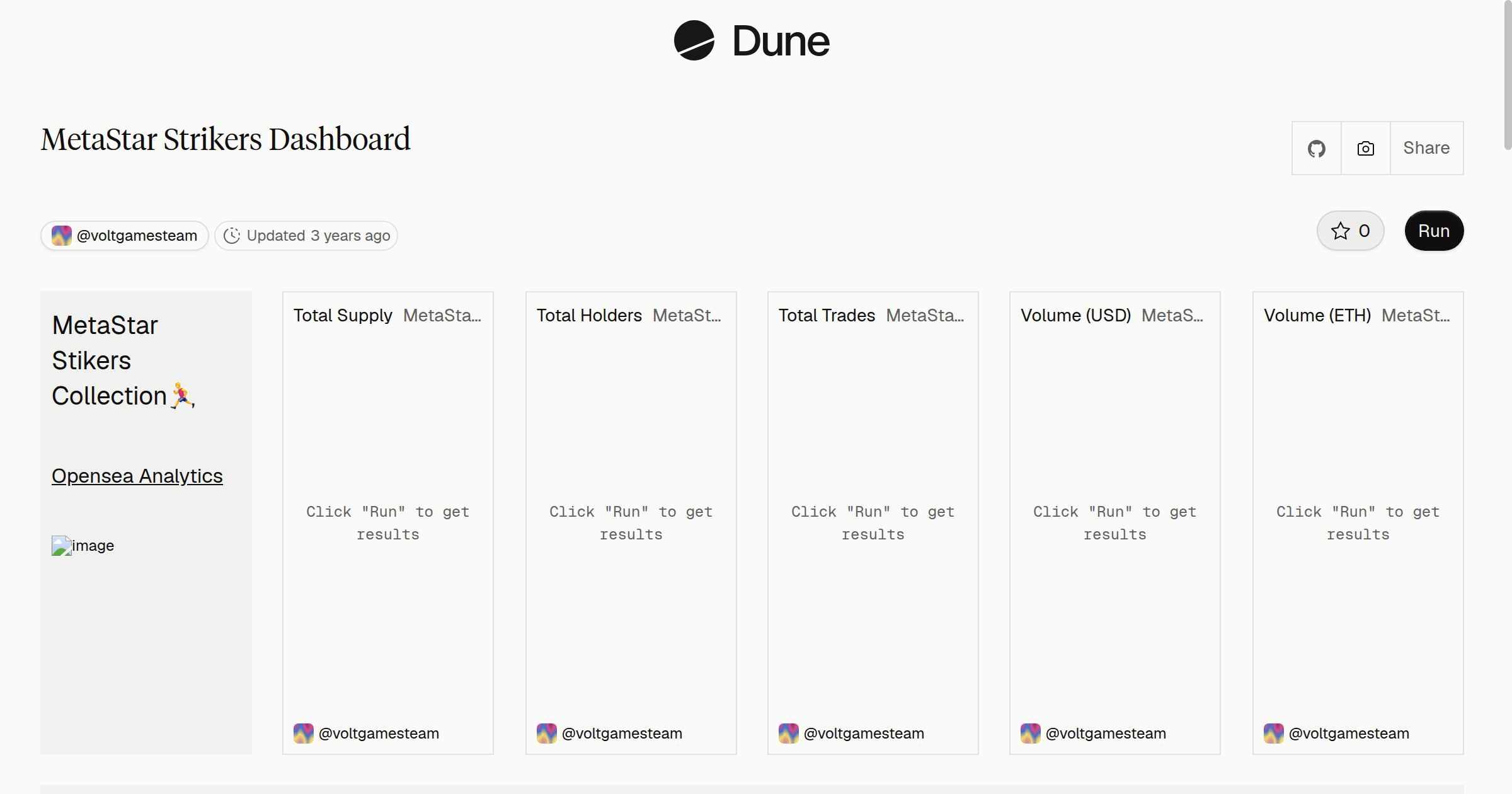 MetaStar Strikers Dashboard | Dune