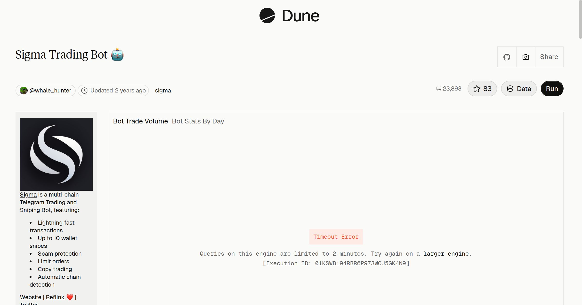 Sigma Trading Bot 🤖 | Dune