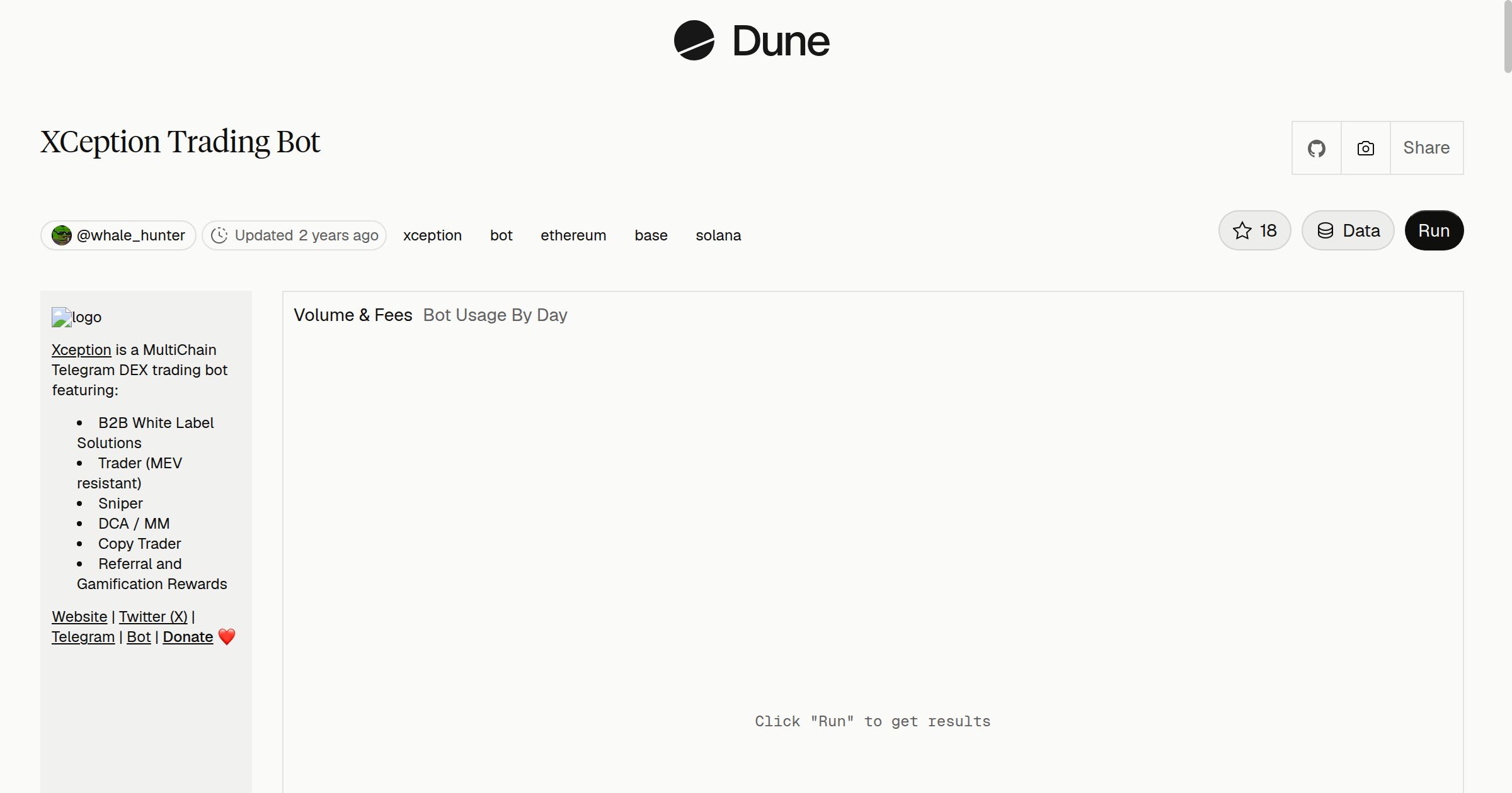 XCeption Trading Bot | Dune