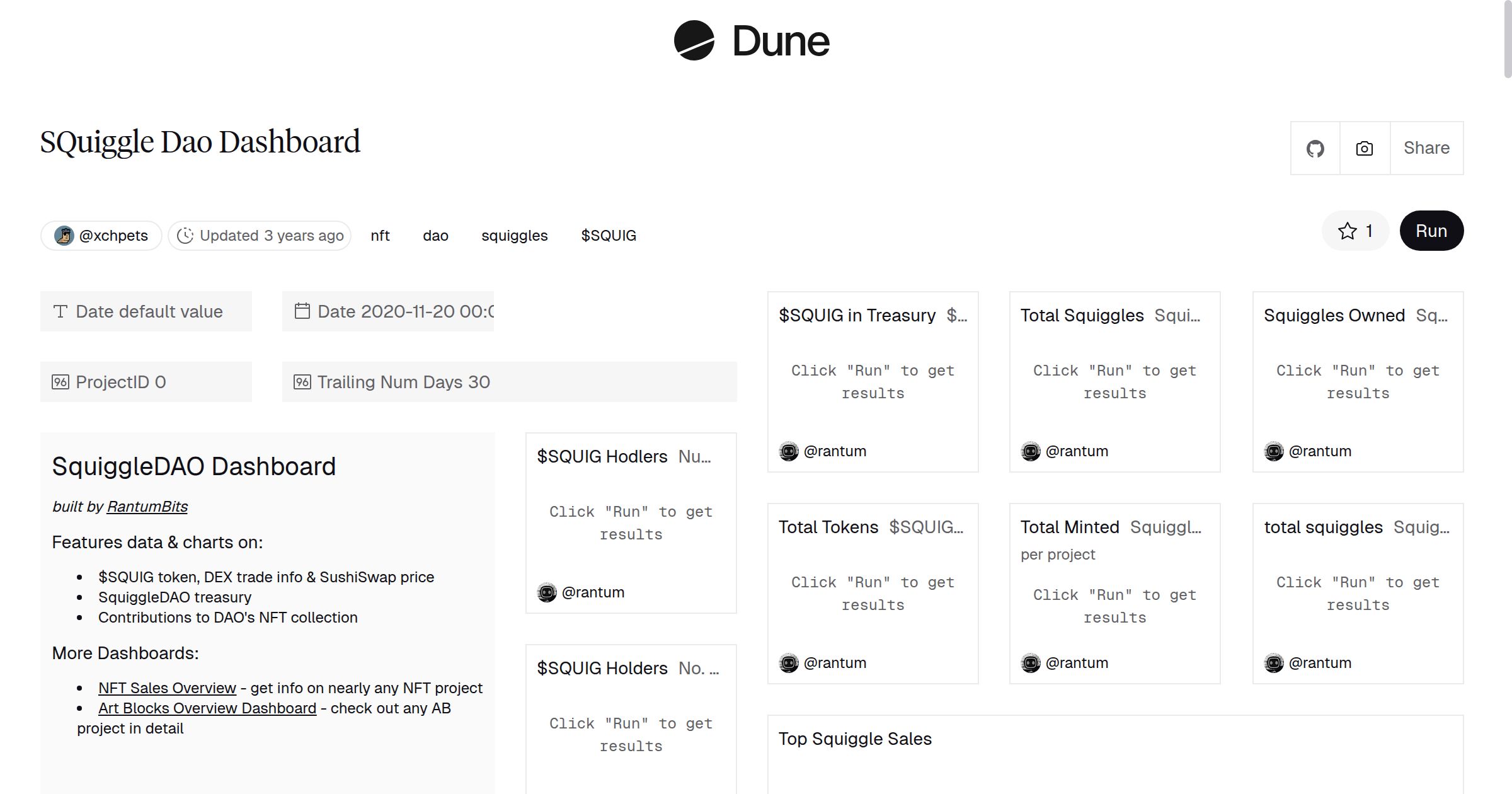 SQuiggle Dao Dashboard
