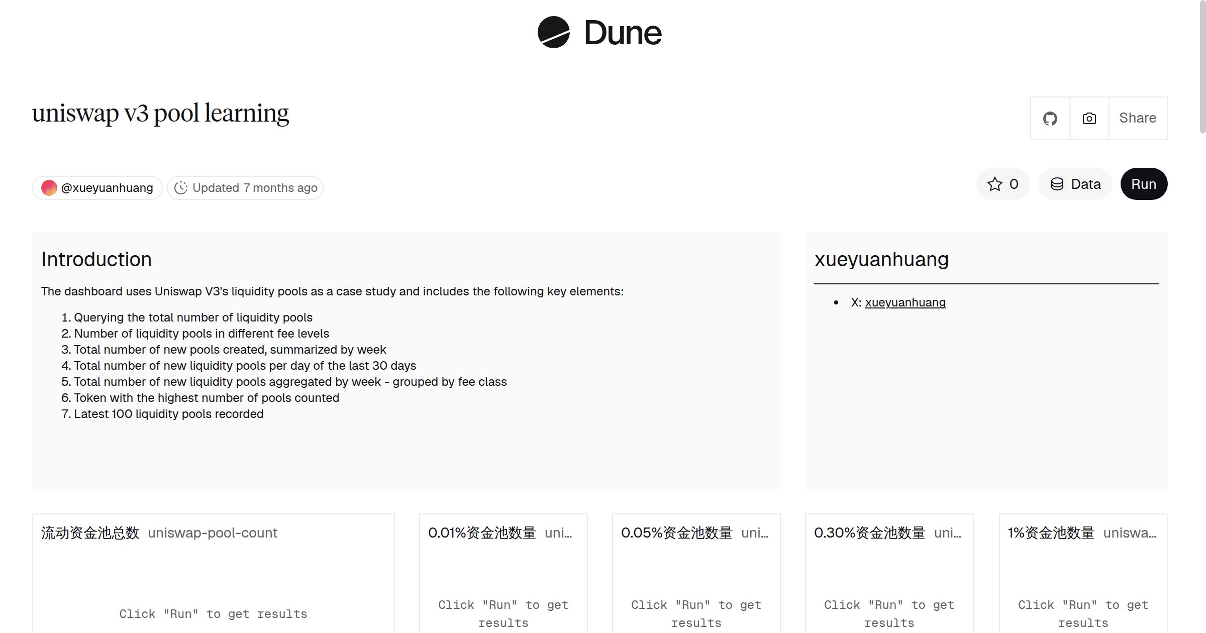 uniswap v3 pool learning | Dune