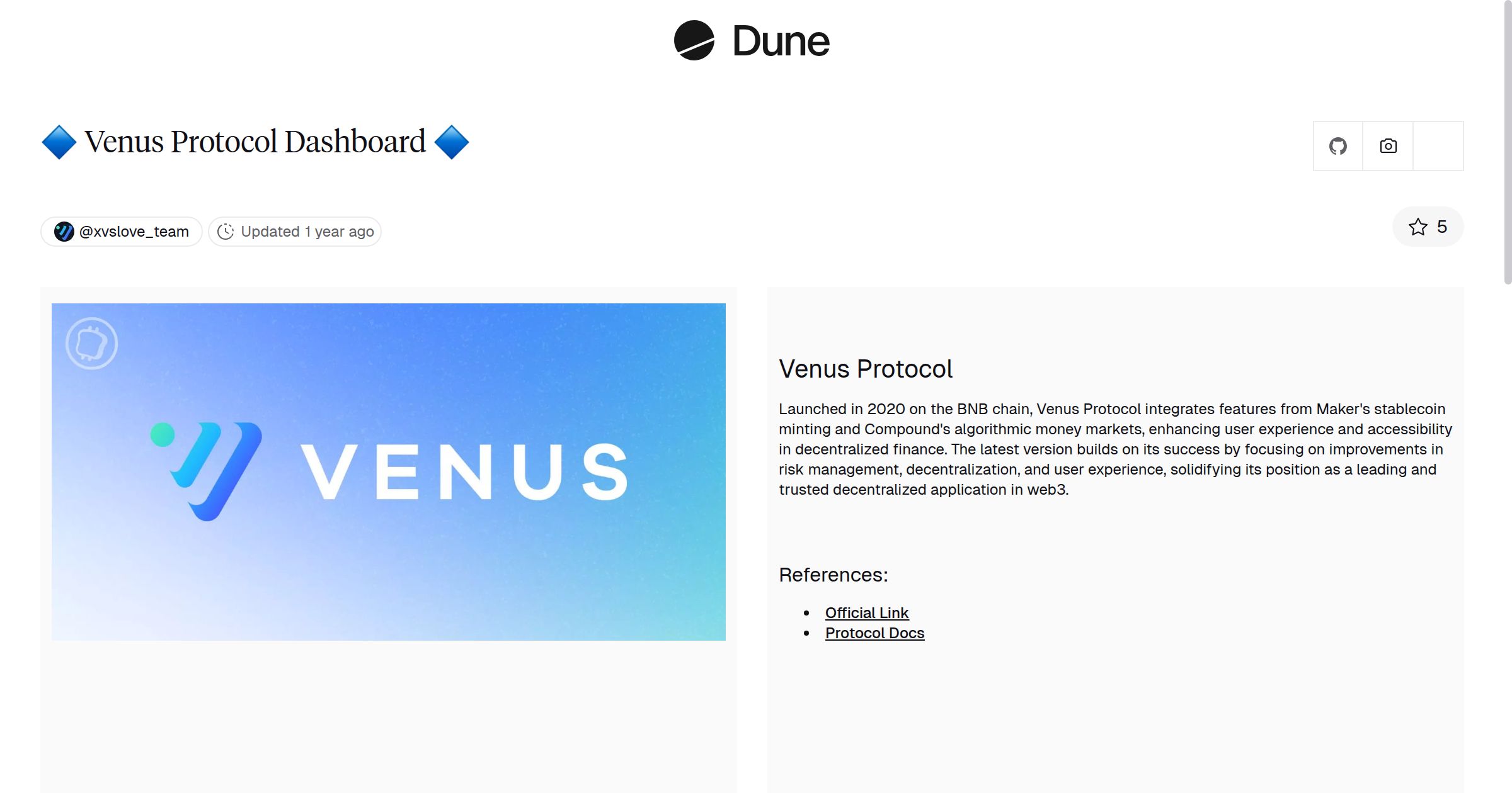 🔷 Venus Protocol Dashboard 🔷